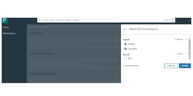 Service Instance Sharing in PCF