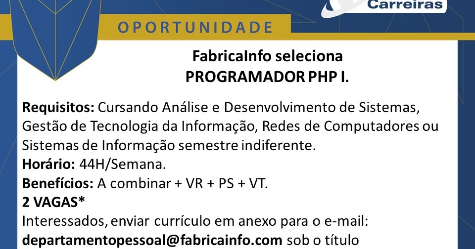 Fanor Carreiras: PROGRAMADOR PHP I