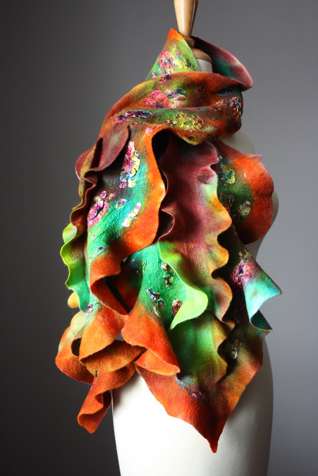 Laboratory of Fashion: Nuno felted scarves wool silk Hand dyed