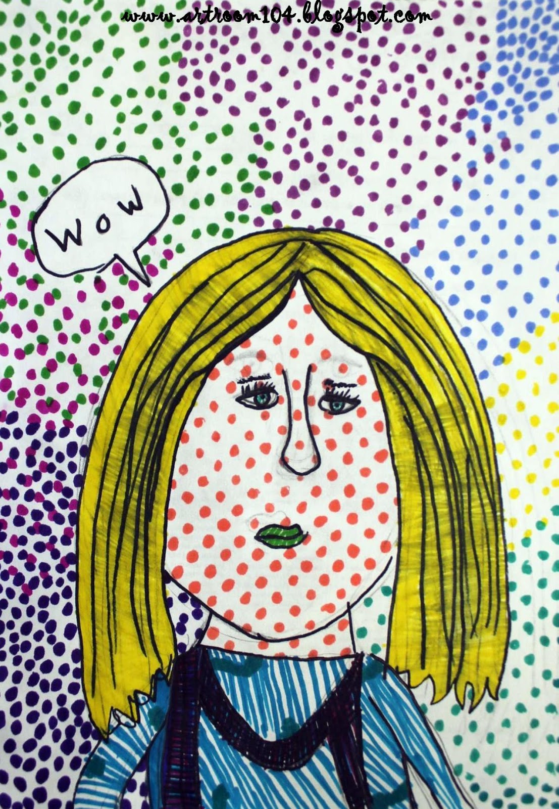 Art Room 104: 4th Grade Lichtenstein Pop Art Portraits