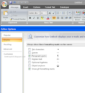 How To Remove Paragraph Symbol Character in Outlook New Message