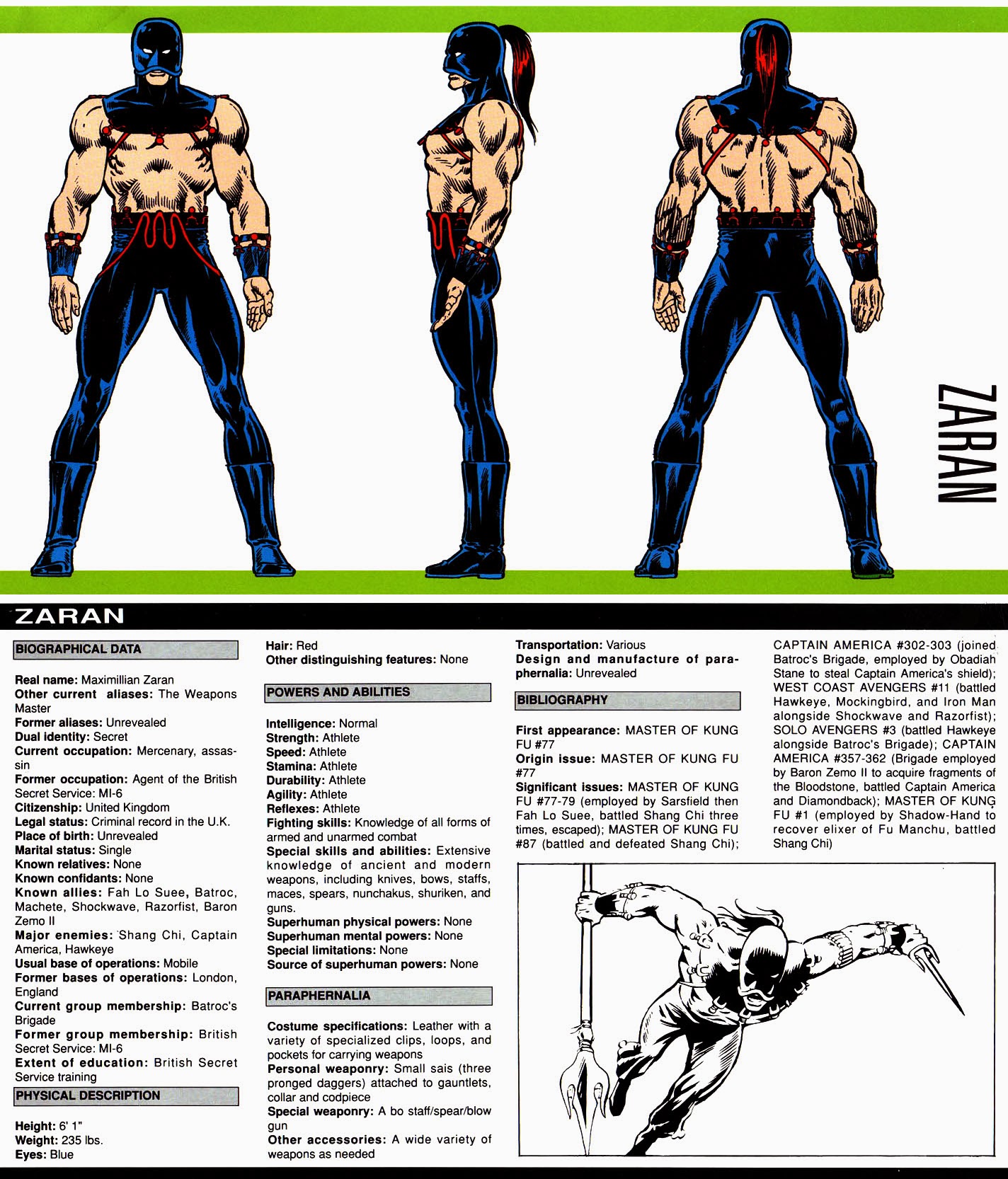 Fichas de Superheroes Marvel y DC: Zaran