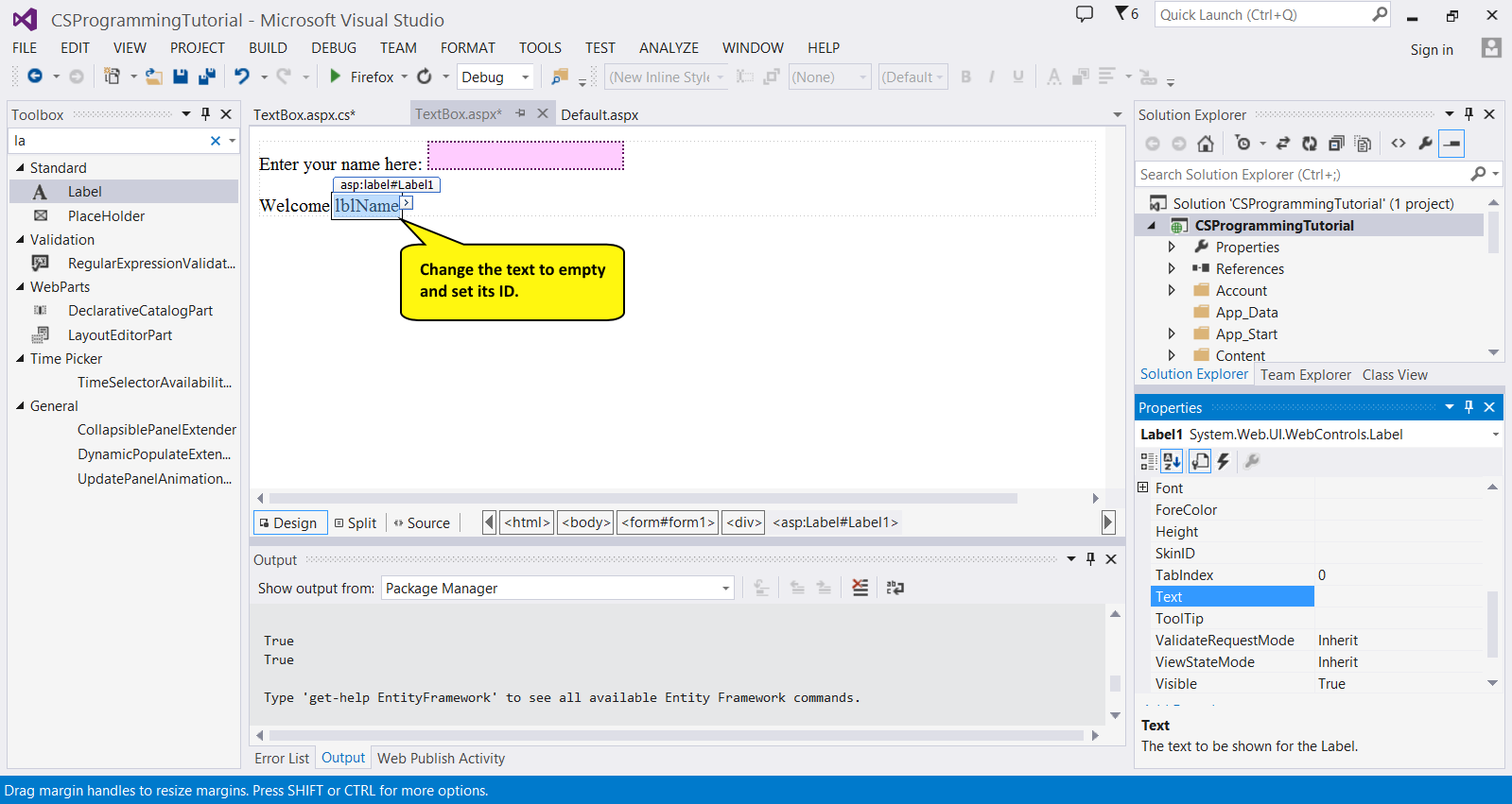 Textbox Control In C Web Form