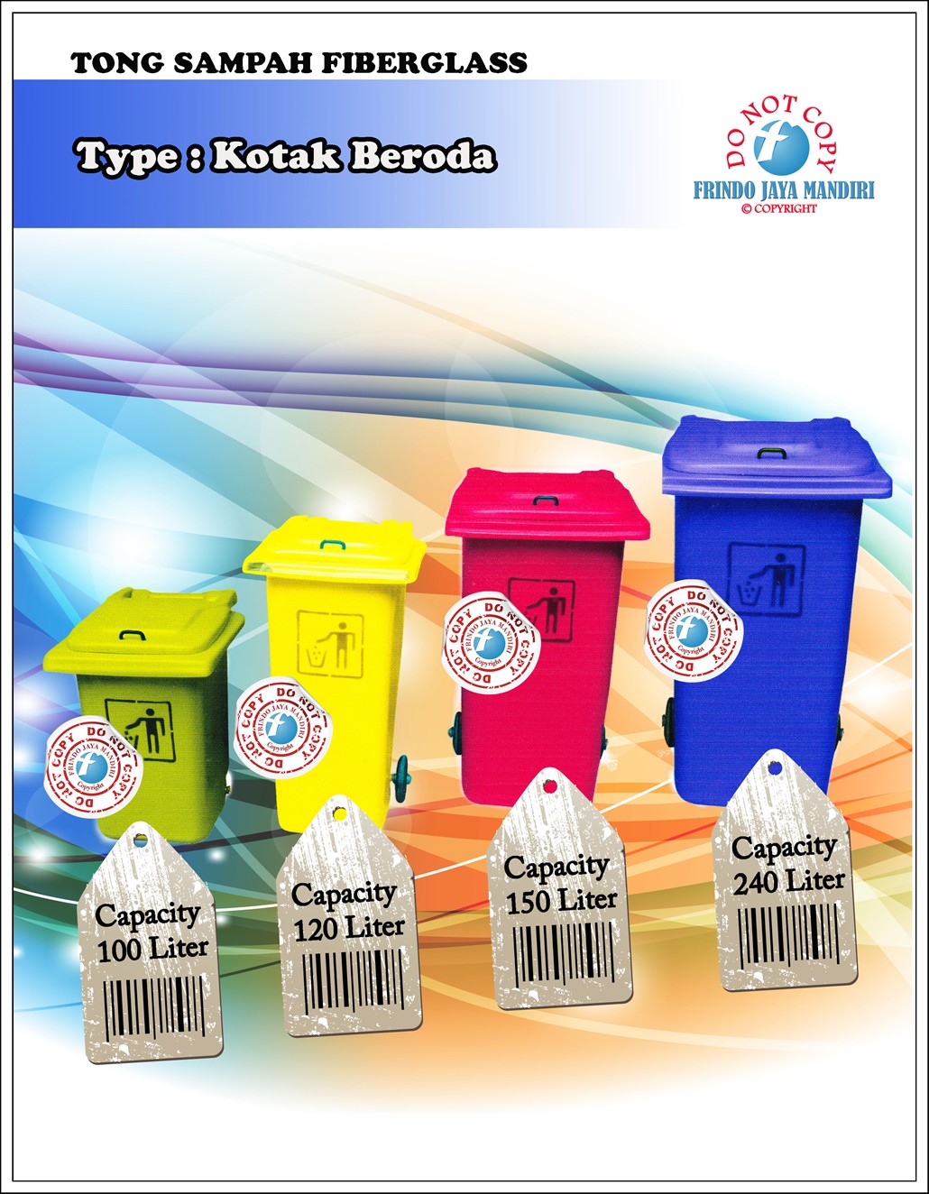 Tong Sampah Fiberglass / Tong Sampah Fiber: Tong Sampah Fiber Kotak Beroda