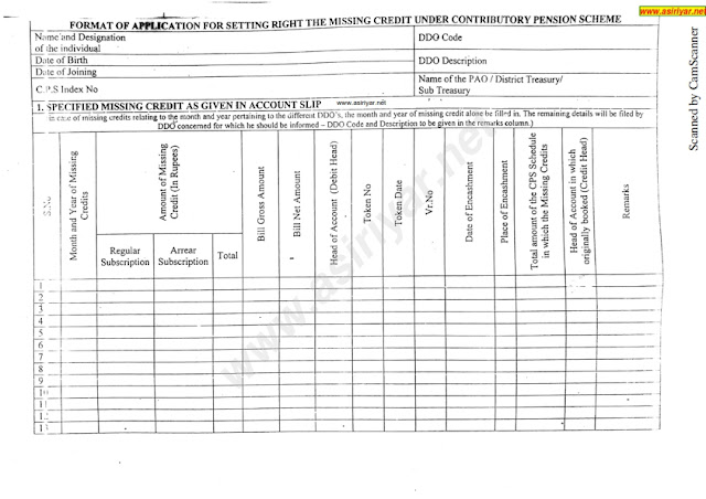 CPS Missing Credit - Clearing Application Form - Asiriyar.Net