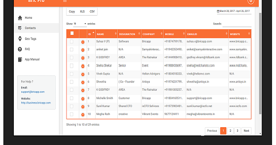 Bric: Bric Web App - Accessing your card directory online