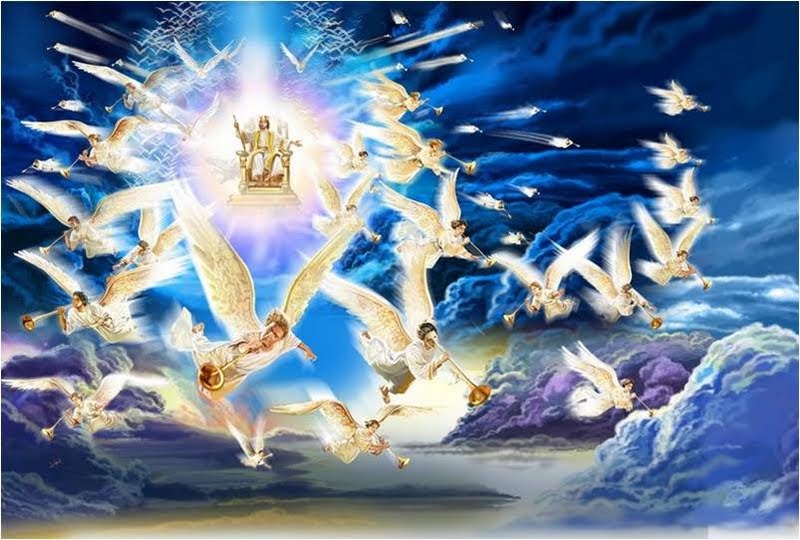 Jesus voltando com seus anjos