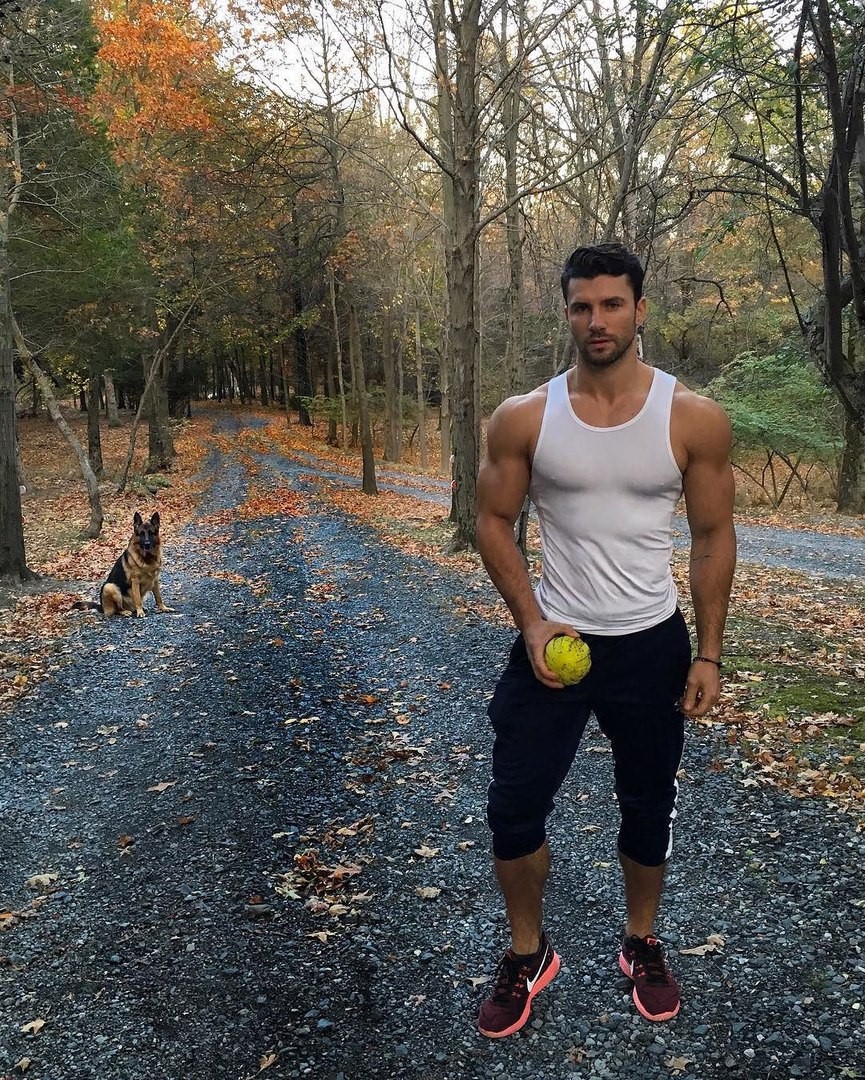 Autumn man with huge shoulders