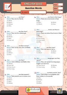 WH question words multiple choice test | www.elt-els.com