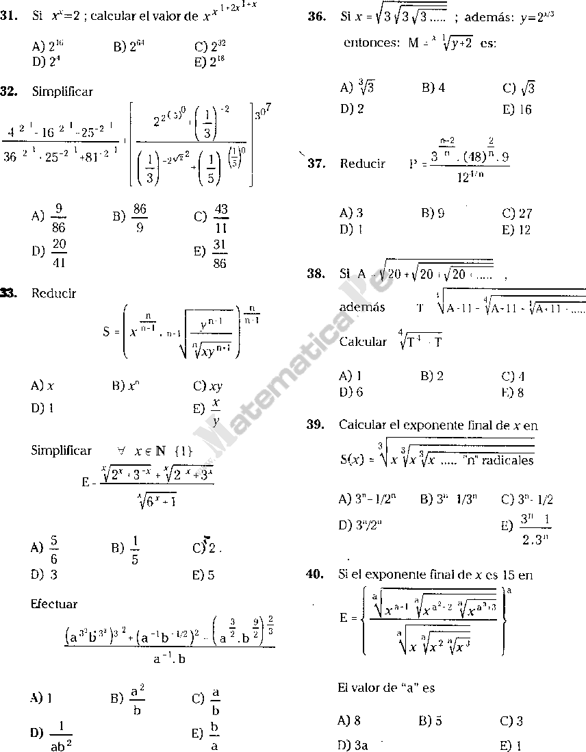 EXPONENTES DE SECUNDARIA EJERCICIOS DESARROLLADOS