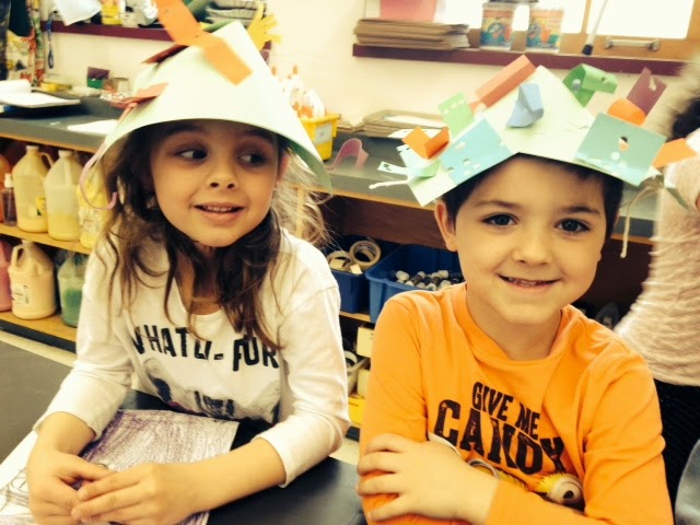 Center School Art: 3D Paper Hats by Kindergarten