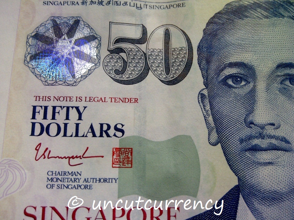 uncutcurrency: Singapore Banknotes Portrait Series $50: 2012 New Signature