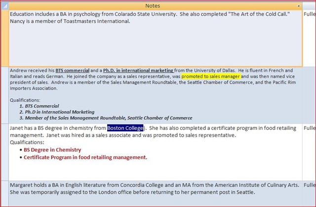 Memo Field Text Formatting ~ LEARN MS-ACCESS TIPS AND TRICKS Memo Field Text Formatting ~ LEARN MS-ACCESS TIPS AND TRICKS