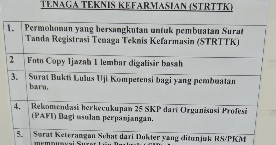 PC PAFI MUARA ENIM: Persyaratan Perpanjang STRTTK di Dinkes Provinsi ...
