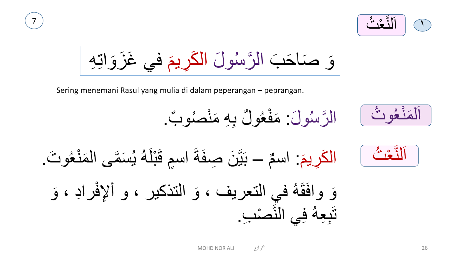 NOTA : SAROF DAN NAHU - TUITION: Tawabig: 1) Naat 2) A'taf. Nota ...