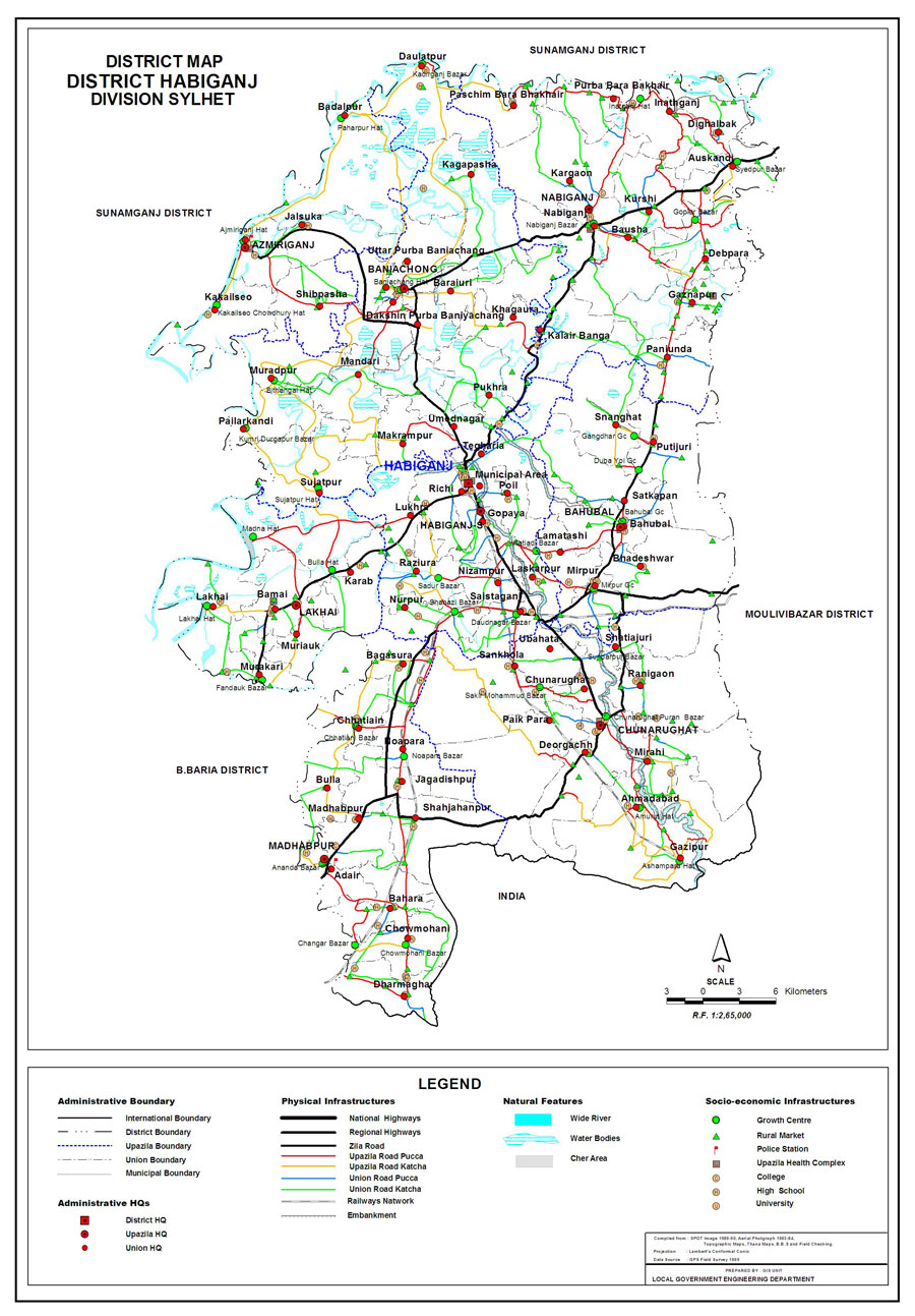 Habiganj District [Upazila wise Mouza Maps & Information]
