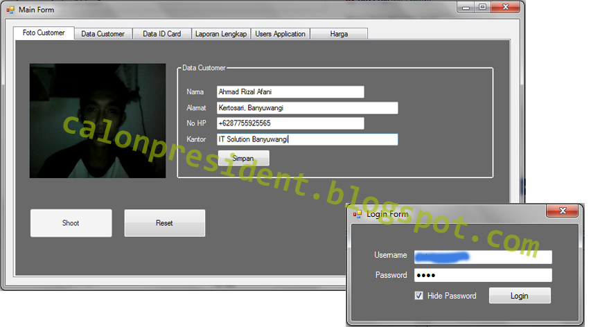 Contoh Aplikasi C# : Aplikasi Kartu Nama | Contoh - Download Program C# ...