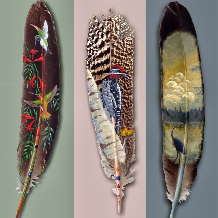 Birding For Pleasure: Bird Feather Paintings