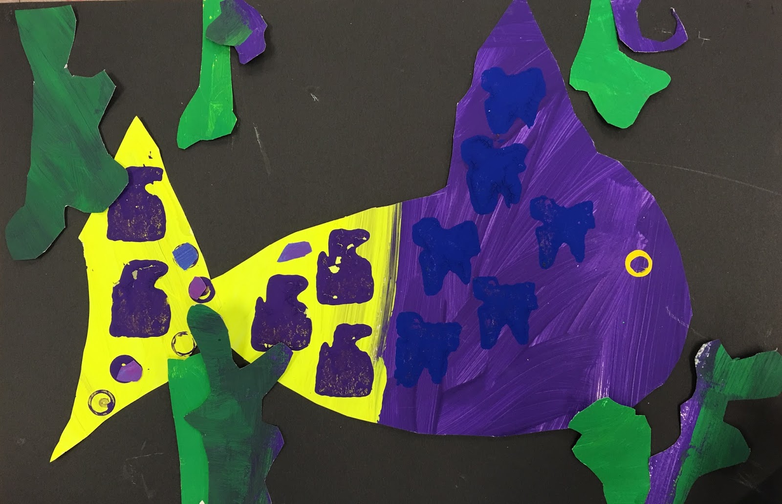 Art Room Blog: 2nd Grade Fish Prints Collage In the Style of Eric Carle...