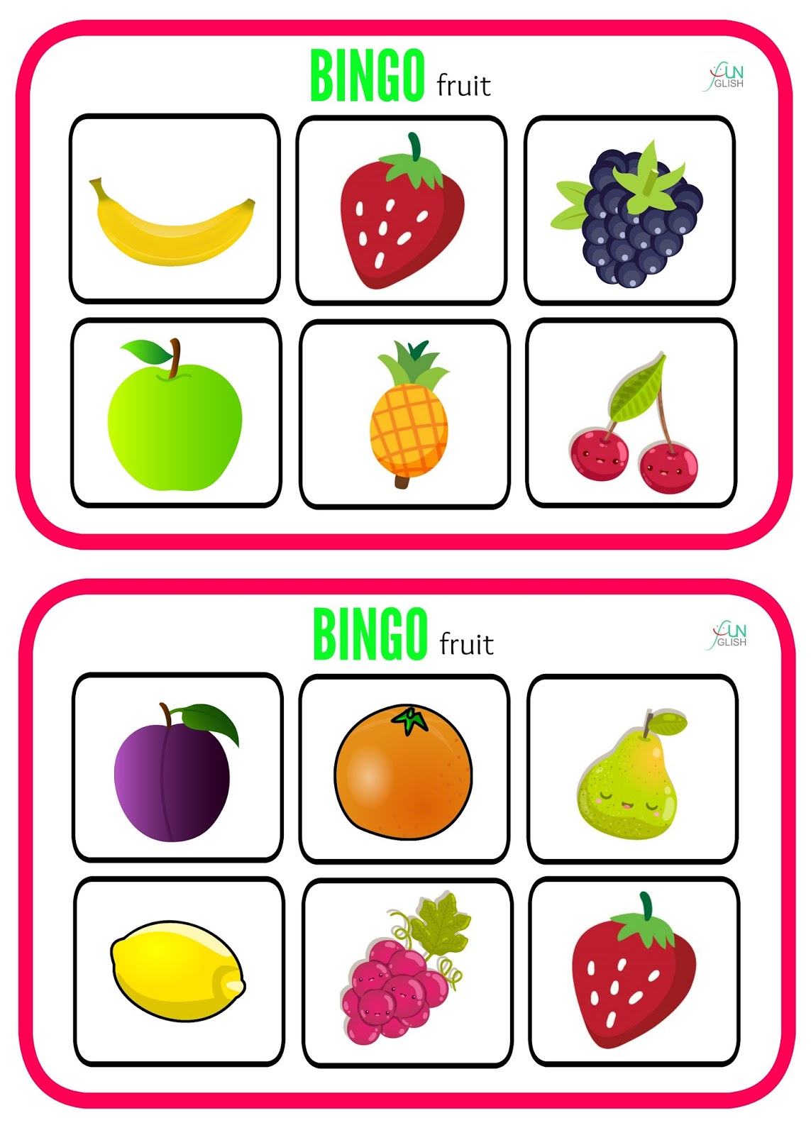 Fruit – bingo,memory, worksheet | Funglish