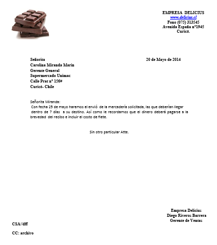 Diego Ronaldo redacta : Carta de remisión