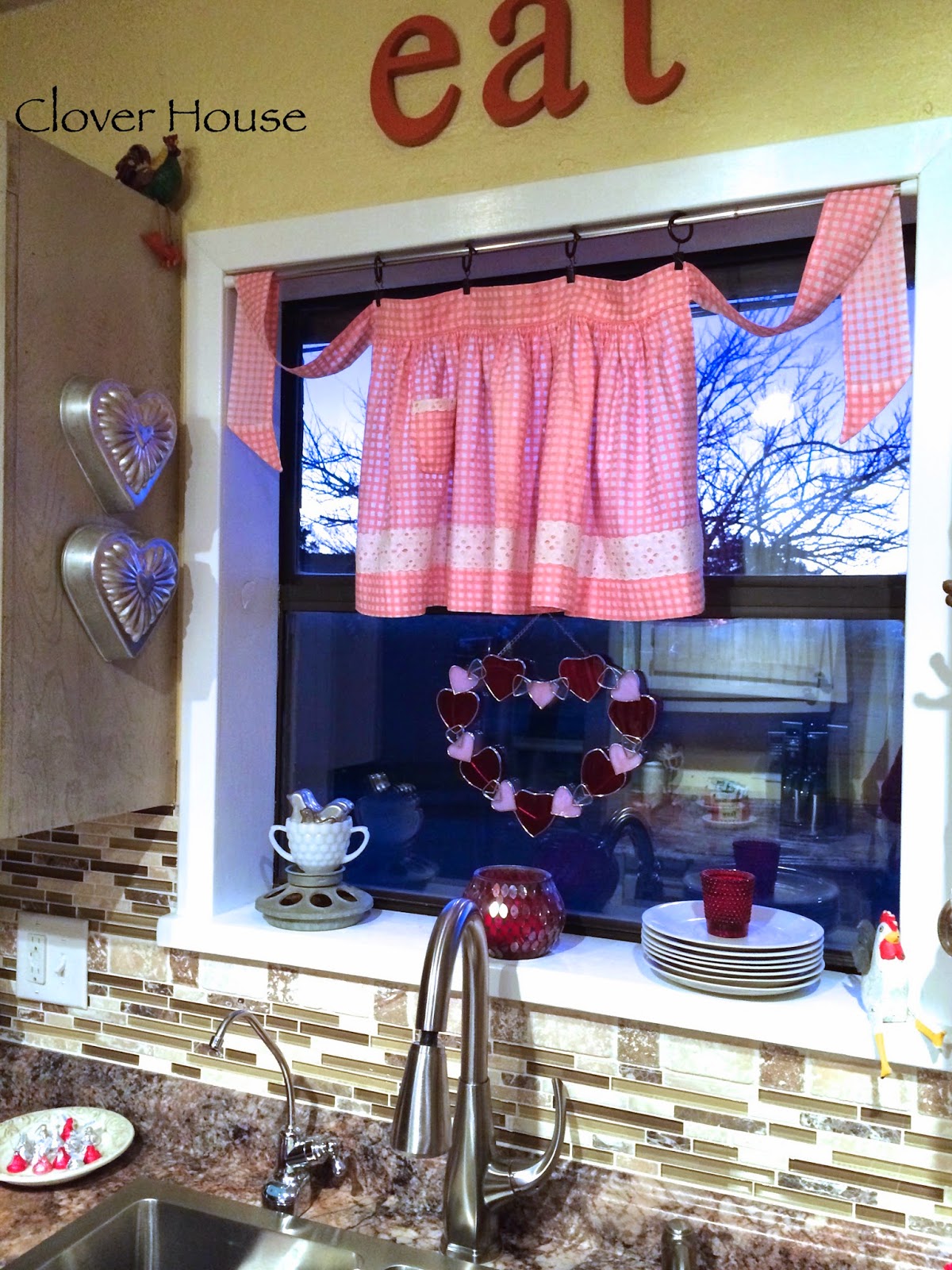 Clover House: Vintage Apron Curtain - The Valentine Version
