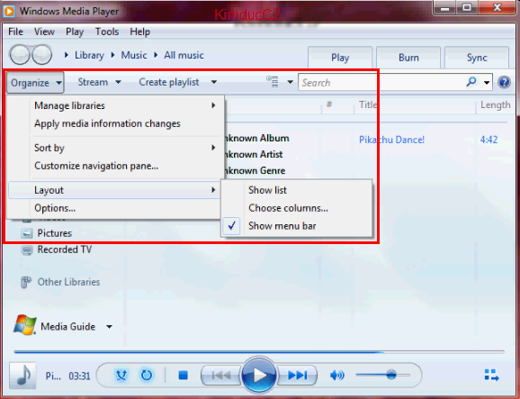 Cách hiển thị Visualizations trong Windows Media Player ~ KimducCz