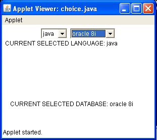 Java program codes: combo box example in java