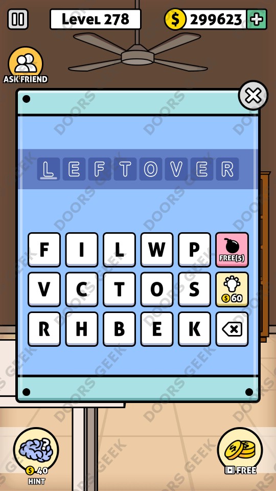 Escape Room: Mystery Word Level 278 Answer ~ Doors Geek