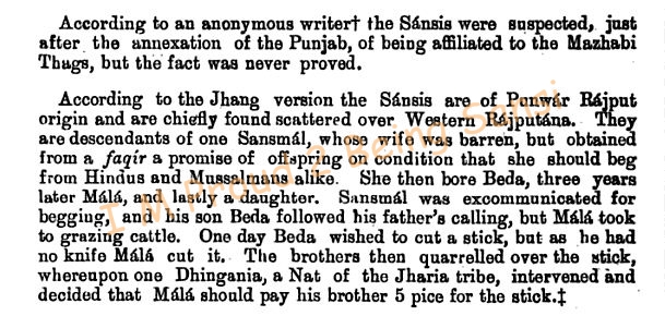 History Of SANSI CASTE Acc. To Glossary of Tribe - Sansi World