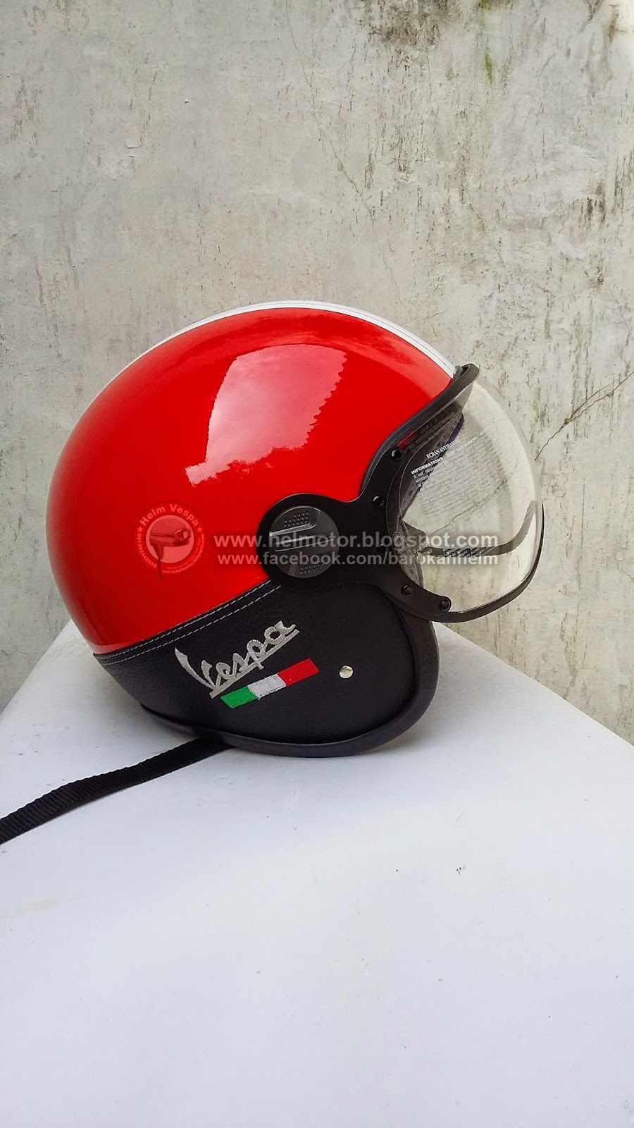 Helm Retro KZ Merah F ~ Helm Vespa