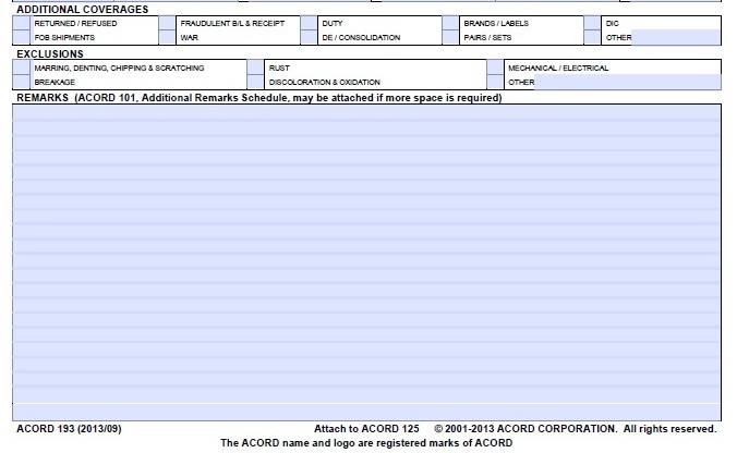 Simply-Easier-ACORD-Forms: ACORD 193 Additional Coverage, Exclusions ...