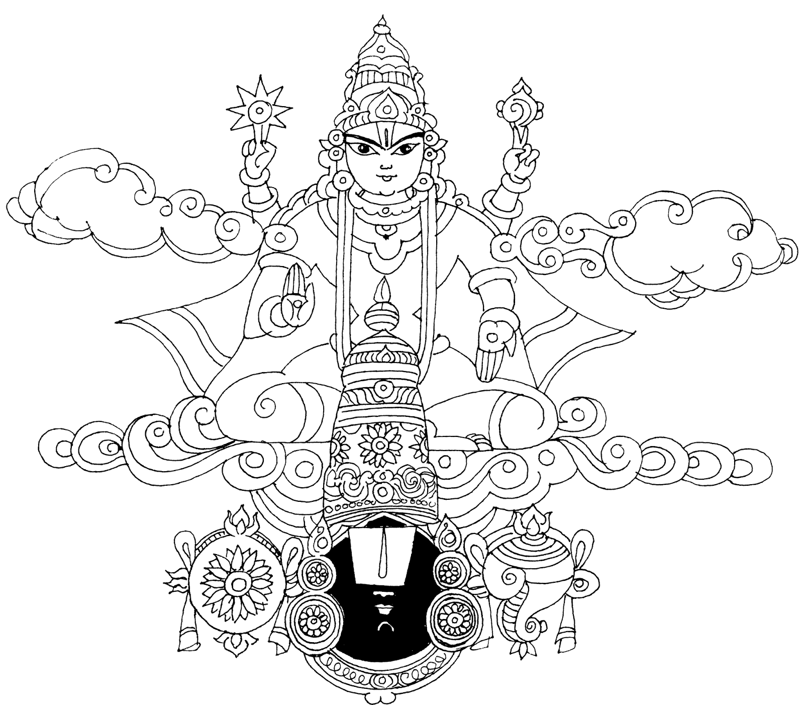 Tamil Cliparts: Venkatachalapathi Line Drawings for invitations