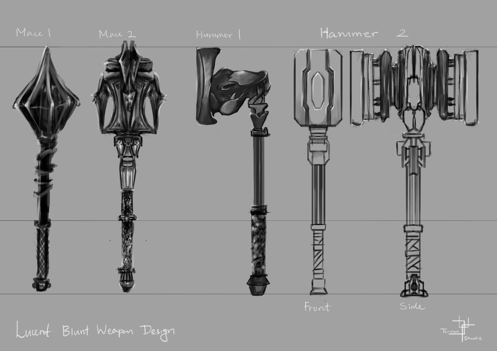 Ternion Studio : Hui Ling: Sem 2 Week 5: Blunt Weapon Concept Art