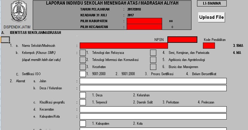Format Isian Lembar Individu (LI) SMA/MA