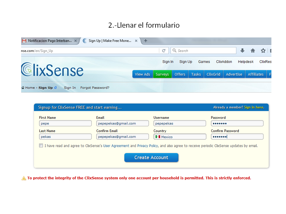 Ganar Dinero con la Red: como registrarme en clixSense