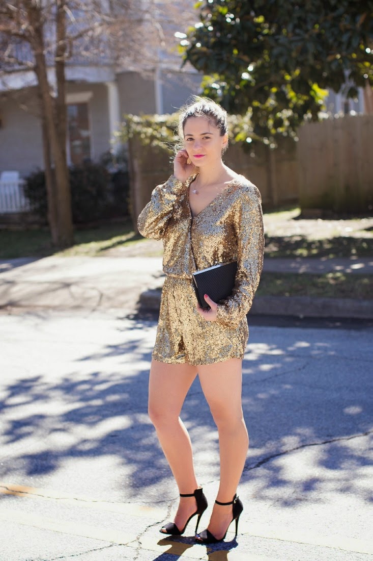Bedazzles After Dark: Outfit Post: Gold Sequin Romper