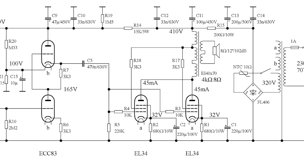 My ideas: Jednočinný zesilovač se dvěmi EL34 paralelně