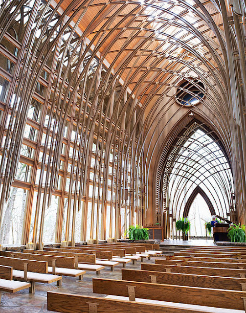 The Olde Mill: Thorncrown Chapel: An indigenous pine truss system ...