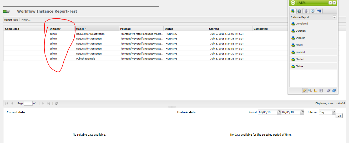 AEM/CQ5 : How to Generate Workflow instance, Component, Page activity ...