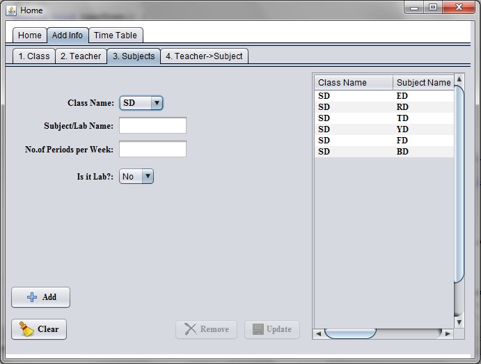 Core Java: Quick Time Table Setter