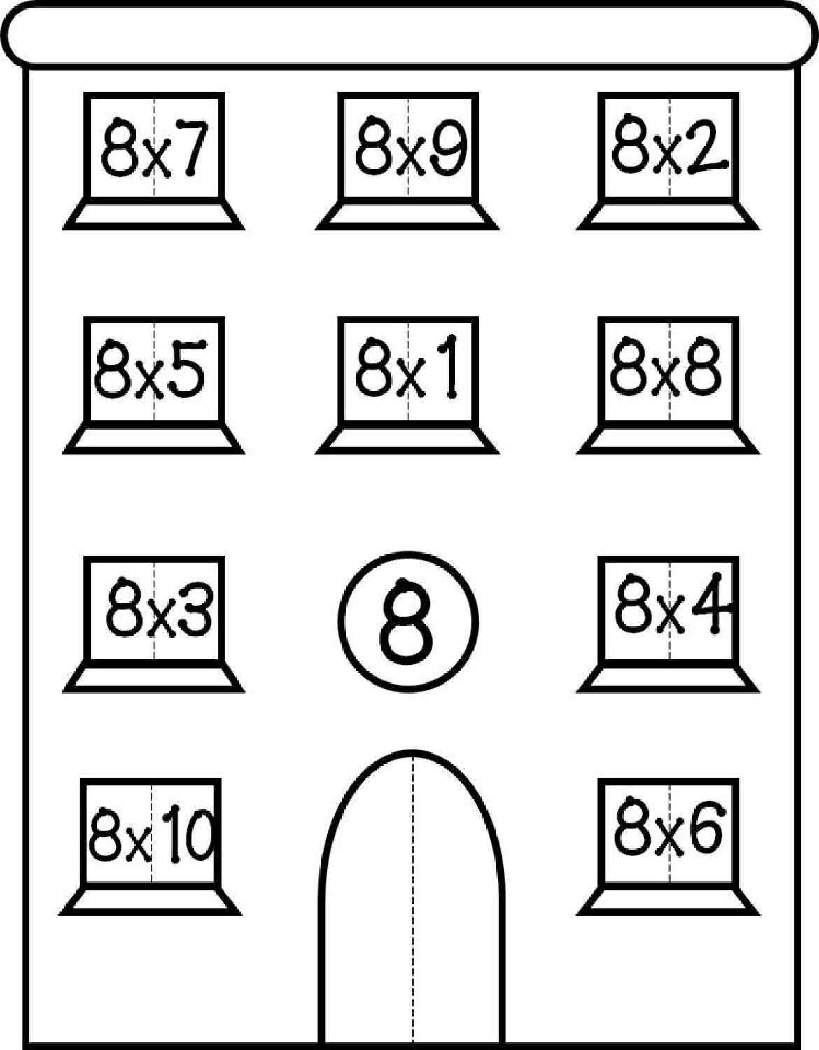 Fichas de Primaria: Casitas de las tablas para recortar