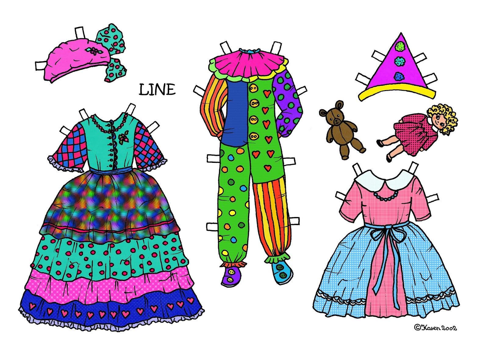 Karen`s Paper Dolls: Line 1-3 Paper Doll in Colours. Line 1-3 ...