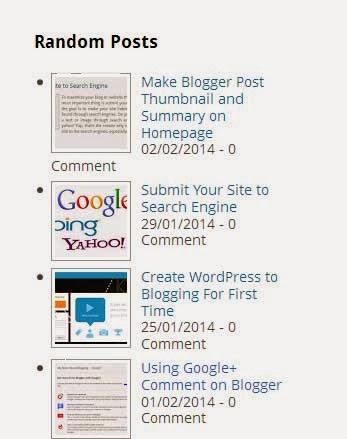 Blogger Random Posts Widget With Thumbnail | My Blogging Note
