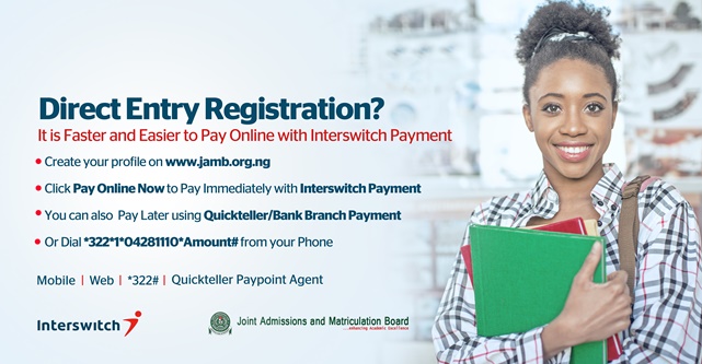 JAMB begins sale of Direct Entry Form, Accredits Interswitch To Vend ePins