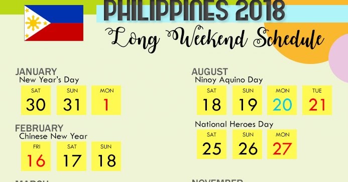 Lette's Haven: Philippines 2018 Long Weekends Cheat Sheet
