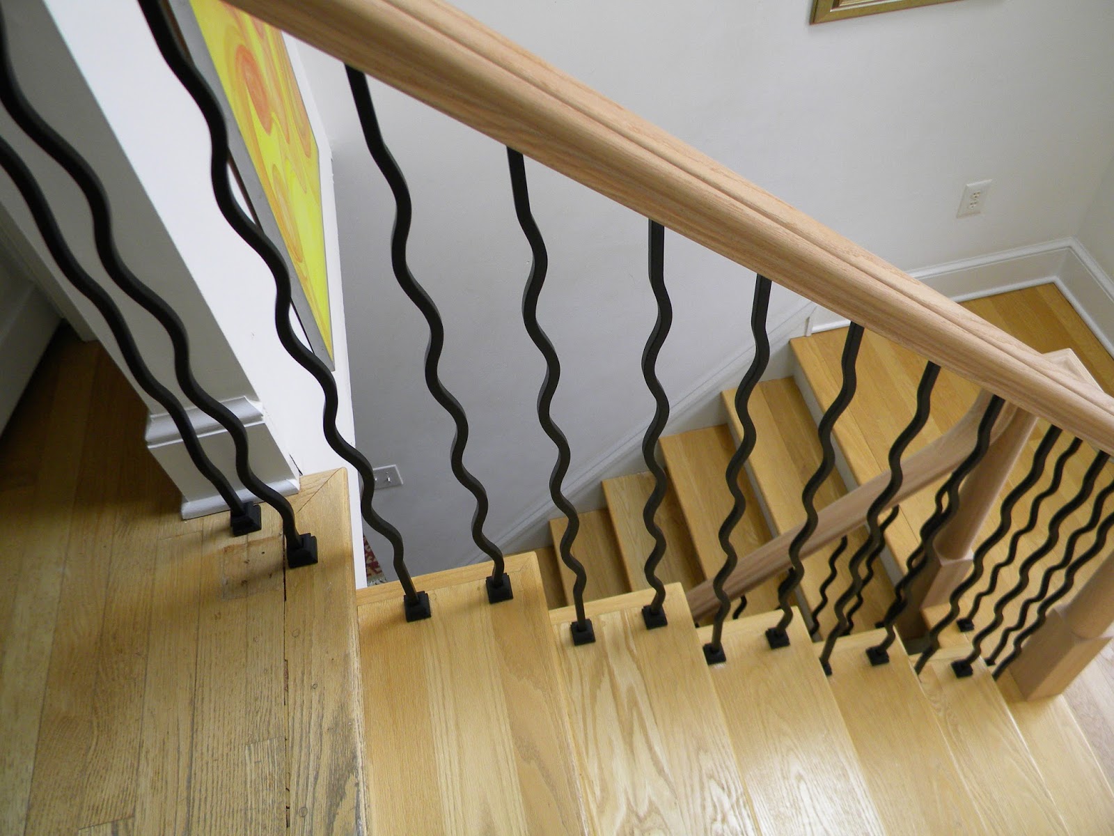 Wood Stairs and Rails and Iron Balusters: Wavy Iron Balusters Ocean City NJ