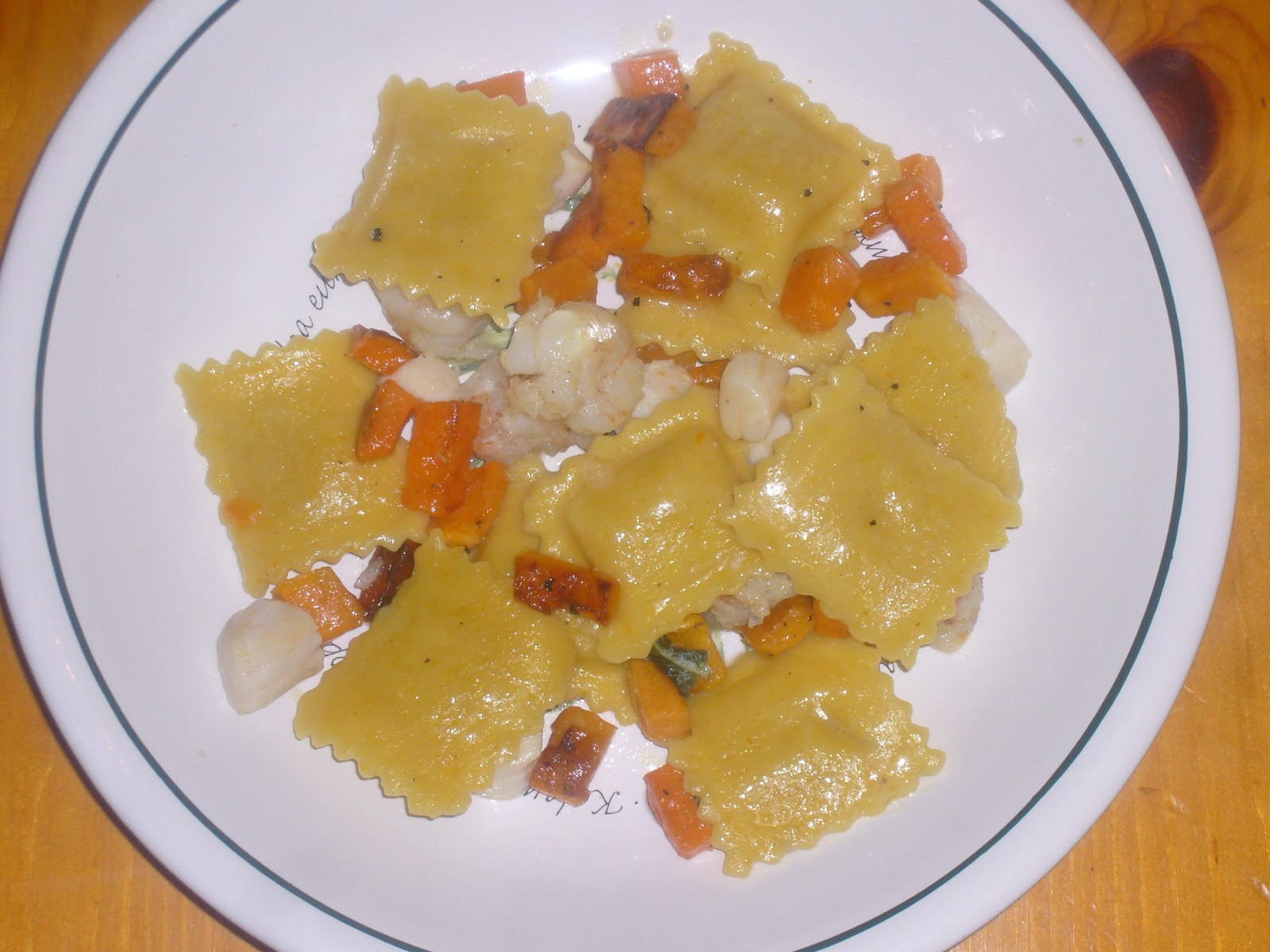 Kitchen Sink Diaries: Squash Ravioli with Shrimp & Bay Scallops