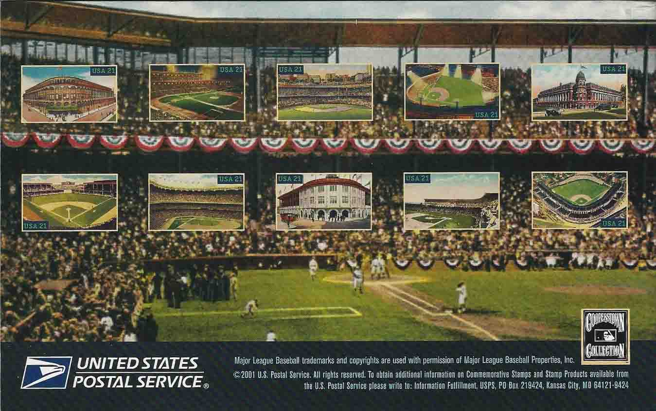Baseball Stamps & Postmarks: Baseball's Legendary Playing Fields - 2001