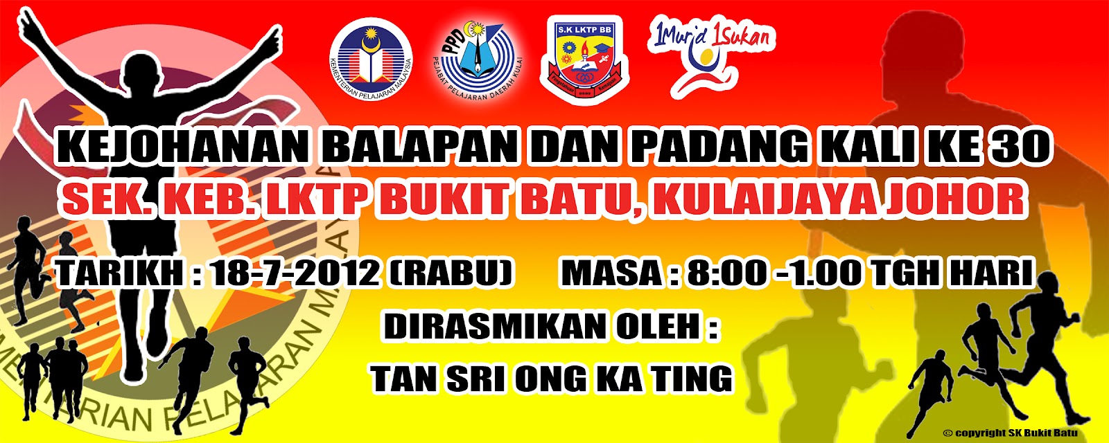 Senyuman studio: Banner dan tag urusetia Sukan Sekolah SK LKTP Bukit Batu